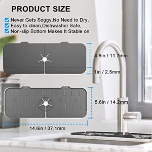 Kitchen Sink Splash Guard, Silicone Faucet Handle Drip Catcher Tray Mat, Sink Draining Pad Behind Faucet, Faucet Absorbent Mat, rying Mat for Kitchen Counter & Bathroom Kitchen Sink Splash Guard