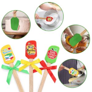 Silicone Spatulas Teacher Appreciation Gifts Thanksgiving Christmas End of Year Gifts Ideas, Thank You Teacher Apple Gift Card with Colorful Ribbon Bows Baking Gifts Kitchen Cooking Supplies Set of 3