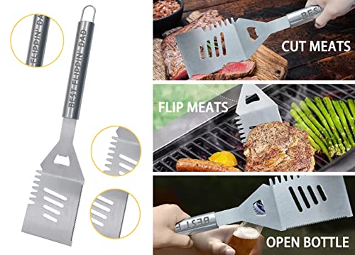 Birthday Gifts for Dad, Cool Bbq Grill Gift for Men Christmas Retirement Congratulations Get Well Soon, Unique Dad Gift from Daughter Son Kids, Gift for Men Stainless Steel Metal Tool Heavy Duty Set 4