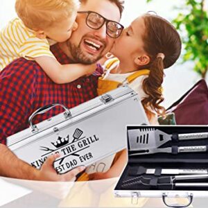 Birthday Gifts for Dad, Cool Bbq Grill Gift for Men Christmas Retirement Congratulations Get Well Soon, Unique Dad Gift from Daughter Son Kids, Gift for Men Stainless Steel Metal Tool Heavy Duty Set 4