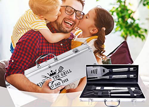 Birthday Gifts for Dad, Cool Bbq Grill Gift for Men Christmas Retirement Congratulations Get Well Soon, Unique Dad Gift from Daughter Son Kids, Gift for Men Stainless Steel Metal Tool Heavy Duty Set 4