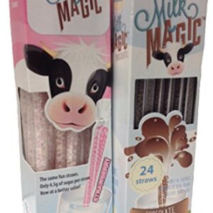 Strawberry & Chocolate Magic Milk Fun Straws 24 Each (2pk)