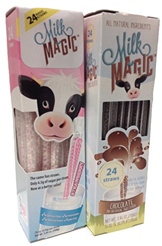 Strawberry & Chocolate Magic Milk Fun Straws 24 Each (2pk)