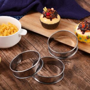 6 Pieces English Muffin Rings Crumpet Rings Double Rolled Tart Ring Stainless Steel Muffin Tart Rings Nonstick Metal Round Ring Mold for Home Food Making Tool, 3.15 Inch