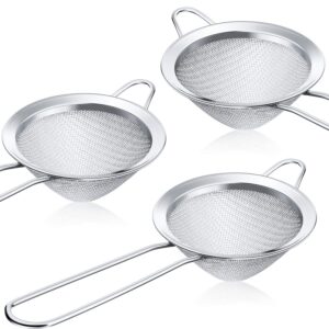 3 pieces tea strainers cocktail strainer stainless steel fine mesh strainer colander conical food loose tea strainer practical bar strainer tool (silver,3.3 inches)