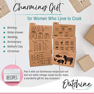 OUTSHINE Premium Kraft Recipe Cards Dividers 4x6 with Tabs (Set of 24) | Recipe Box Dividers Made of Thick Cardstock | Includes 28 Adhesive Labels and Printed Cooking Tips | Best Kitchen Gift