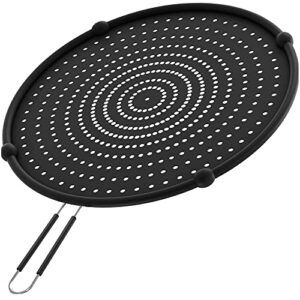 beckon ware | usa | 13 inch black silicone grease splatter guard for frying pan, oven safe fry wall, ultimate bacon splatter screen for frying pan for everyday cooking and baking