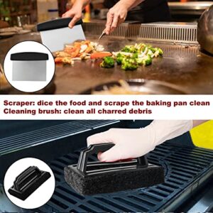 Romanticist 14Pcs Griddle Accessories Kit Flat top Griddle Tools Professional Heavy Duty Grill Spatula Accessories Set, Griddle Cleaning Kit Carry Bag for Outdoor Barbecue and Teppanyaki