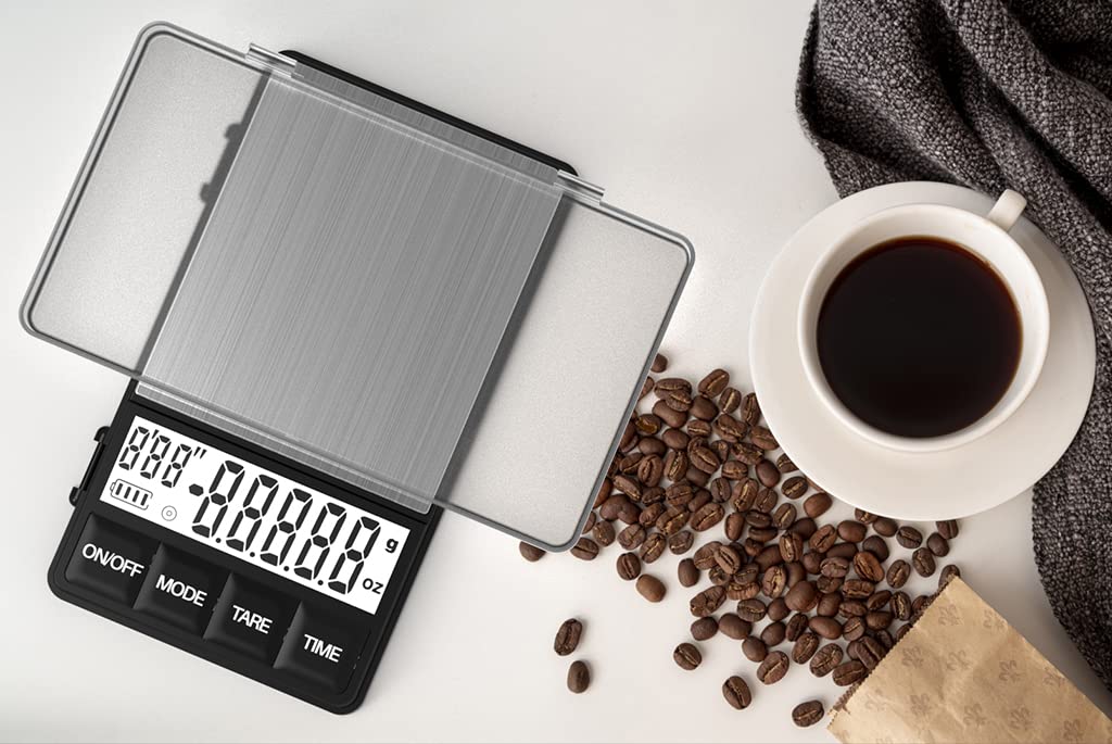 MAXUS Espresso Scale with Timer 1000g/0.1g Drip Coffee Scale, Small and Handy Barista Scale, Brew Drip Tray Coffee Scale, Backlit LCD for Fast and Accurate Reading, Convenient Digital Pocket Scale