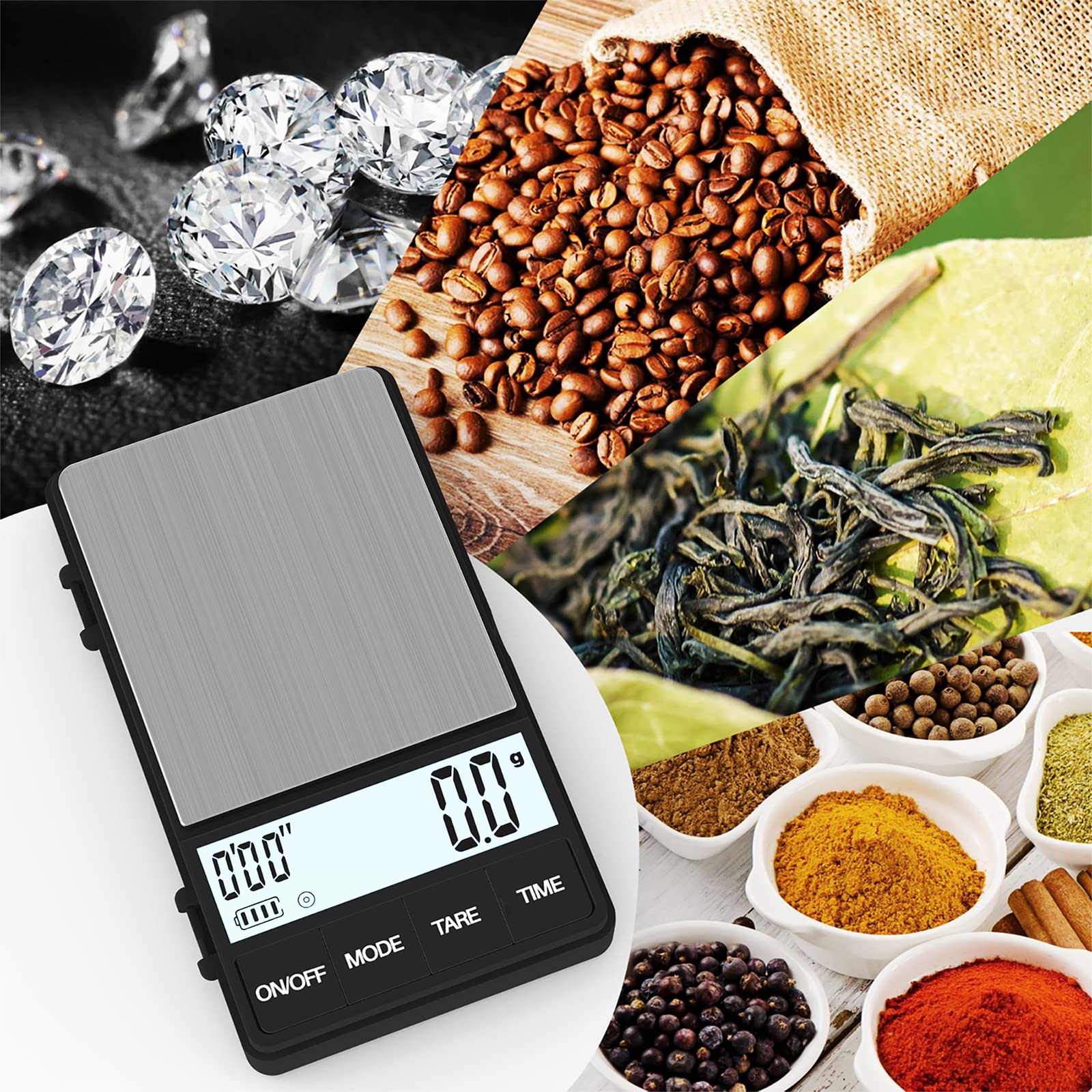 MAXUS Espresso Scale with Timer 1000g/0.1g Drip Coffee Scale, Small and Handy Barista Scale, Brew Drip Tray Coffee Scale, Backlit LCD for Fast and Accurate Reading, Convenient Digital Pocket Scale