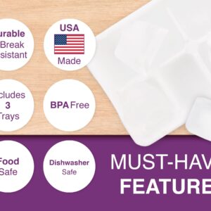 Arrow Home Products Plastic Ice Cube Trays for Freezer, 3 Pack - Made in the USA, BPA Free Plastic - 14 Classic-Size Ice Cubes Per Tray with Easy-Release Design - Stackable, Dishwasher Safe – White