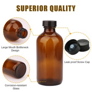 Maredash 8oz Amber Glass Bottles, 20 Pack Glass Storage Bottles with Black Lids (Brown, 20 Labels, with Funnels, Droppers and Brush)