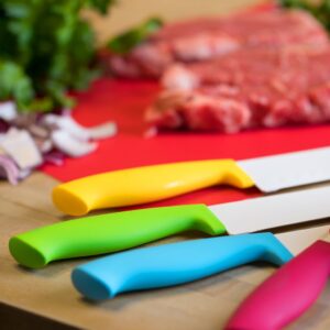 12 Pcs Steel Rainbow Kitchen Knife Set - Dishwasher Safe Knives with Sheath Covers - Sharp Multicolored Colorful Set For The Kitchen With Bread, Slicer, Santoku, Utility, Paring Knives