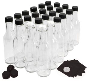 nicebottles hot sauce bottles with black caps & shrink bands, 5 oz - case of 24