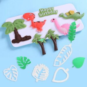 4 pcs Tropical Leaf Cookie Cutter, Palm Leaves Fondant Cutters Mold Hawaiian Green Fondant Leaf Cookie Cutter for Gum Paste, Sugarcraft Candy, Luau Cake Decorating