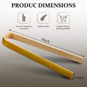 Mini Bamboo Tongs 4 Inch Long Toast Tongs Disposable Wooden Cooking Tongs Bamboo Cooking Utensils for Cooking Toast Bread Pickles Tea Supplies (90)