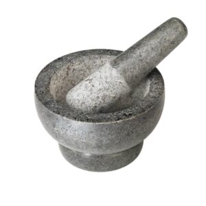 cole & mason 5.5-inch granite mortar & pestle - unpolished stone mortar & pestle for kitchen - large grinding bowl for herbs and spices - grey, 4 pounds