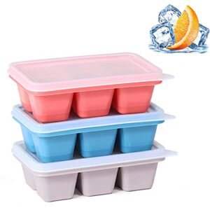 ice cube trays for freezer 3 pack - mini ice cube trays with lid & easy-release silicone bottom, stackable small ice cube molds