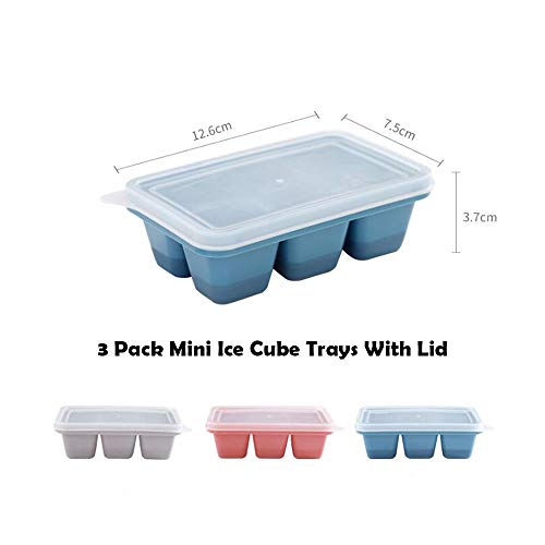 Ice Cube Trays for Freezer 3 Pack - Mini Ice Cube Trays with Lid & Easy-Release Silicone Bottom, Stackable Small Ice Cube Molds