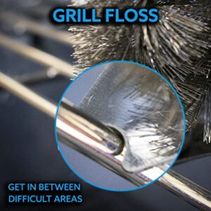 Kona Speed/Scraper Grill Brush and Scraper - Compatible with Weber and Other Brands Flat & Round Grill Grates - BBQ Cleaner for Gas Grills, Stainless Steel Cast Iron Grates - New Flex Grip Handle