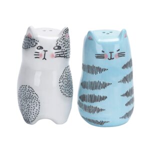 bico cartoon cat salt & pepper shaker set, handpainted stoneware, dishwasher safe