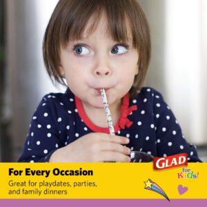 GLAD for Kids Paper Straws | Unicorn Paper Straws With Fun and Adorable Design for Kids | 50 Count Disposable Paper Straws for Drinking | Drinking Straws for Kids