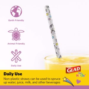 GLAD for Kids Paper Straws | Unicorn Paper Straws With Fun and Adorable Design for Kids | 50 Count Disposable Paper Straws for Drinking | Drinking Straws for Kids