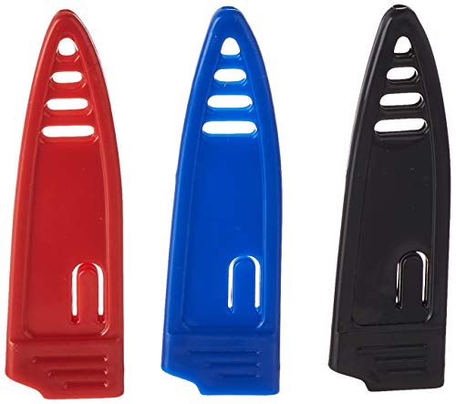 Mercer Culinary Non-Stick Paring Knives with ABS Sheaths, 4 Inch, Red/Blue/Black, 3 Pack