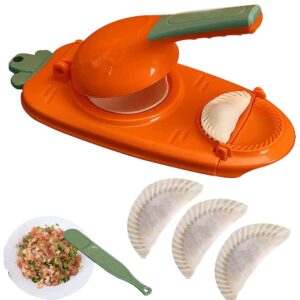 2-in-1 dumpling maker, dumpling skin artifact diy dumpling tool, manual dumpling press molds set【upgrade version】, mould baking pastry making dumplings in seconds (orange)