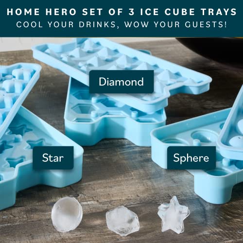 51-pcs Ice Tray - Ice Cube Trays for Freezer Set Of 3 Shapes with Lock Box - Ice Trays for Freezer, Silicone Ice Cube Tray, Silicone Ice Cube Molds, Round Ice Cube Mold, Ice Cube Molds For Cocktails