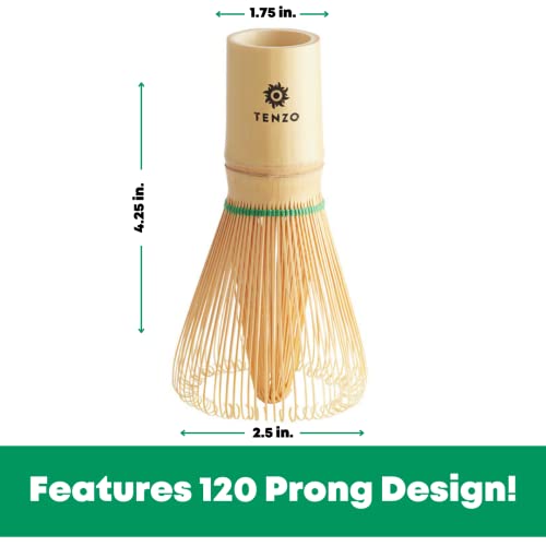 Tenzo Bamboo Whisk for Ceremonial Grade Matcha Green Tea - Authentic Traditional Japanese Made 100 Prong Bamboo Whisk