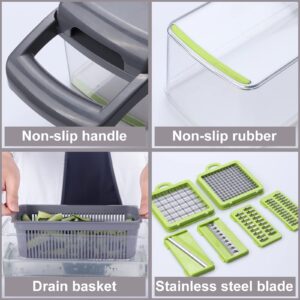 Vegetable Chopper, Veggie Chopper with Container, Cutter, Dicer, Slicer,12 In 1 Multifunctional Slicer for Fruits and Vegetables Onion Chopper Food Chopper