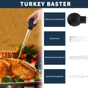 Kendane Turkey Baster With Cleaning Brush, Baster Syringe for Home Baking and Roaster Turkey, Include Detachable Food Grade Bulb with Double Scales for BBQ Grill Baking Kitchen Cooking