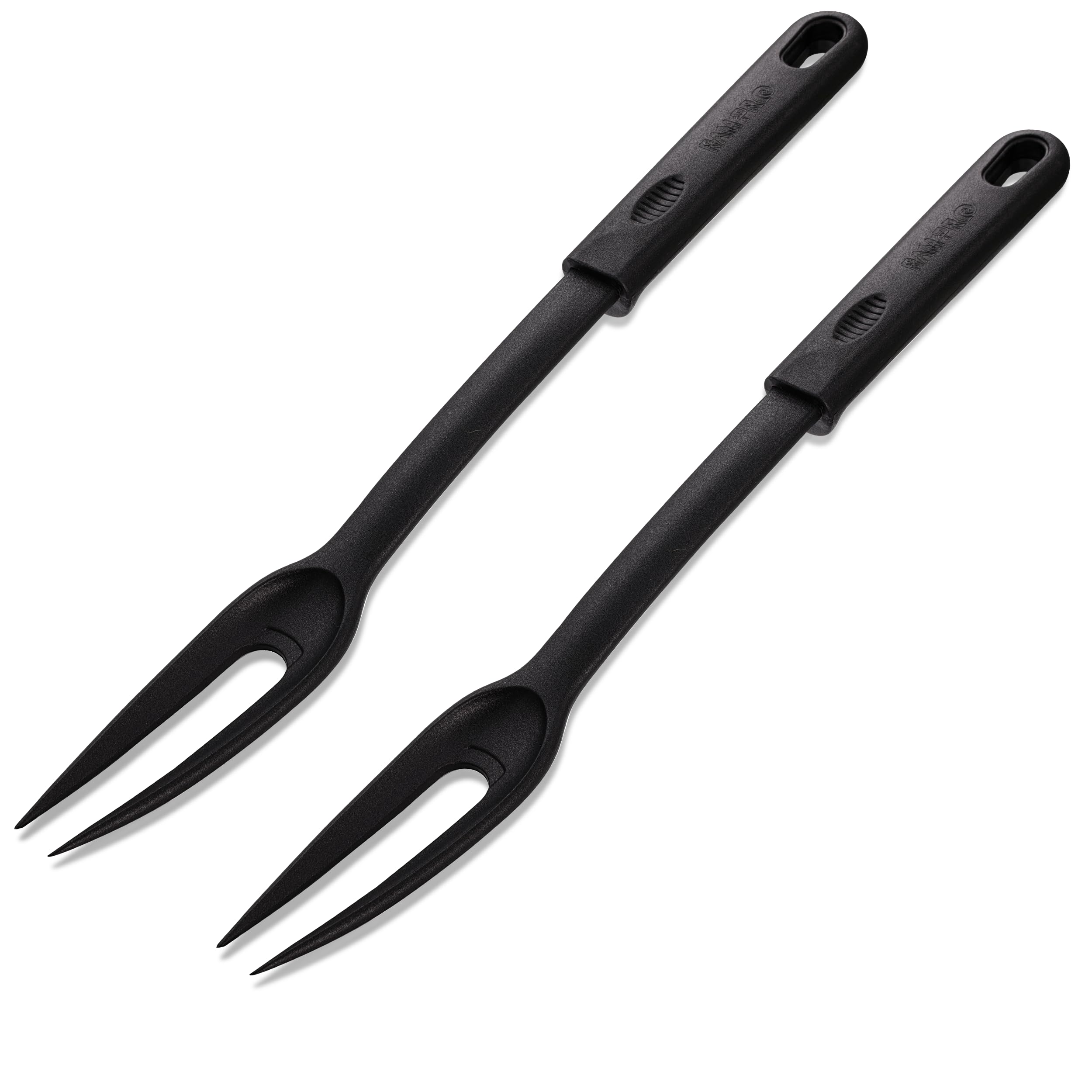 Nylon Fork Made of Heat Resistant Nylon with Plastic Handle with Hole Ideal for use with Non-Stick Pots and Pans (Pack Of 2) - By Ram Pro