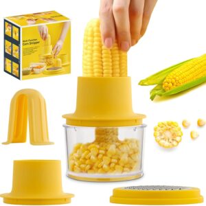 OLEKURT Corn Cob Stripper - Corn Peeler from Corn on the Cob | Quick Corn Kernels Corn on the Cob Ergonomic Remover Tool | with Bowl and Safety Handle [Yellow]