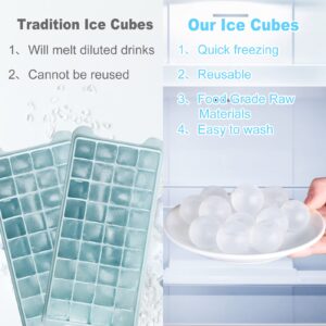 100 Pack Reusable Ice Cube for Drinks, Clear Round Shape Plastic ice Cubes Without Diluting BPA Free, Refreezable Ice Cubes for Coffee, Wine, Whiskey, Cocktails (Transparent)