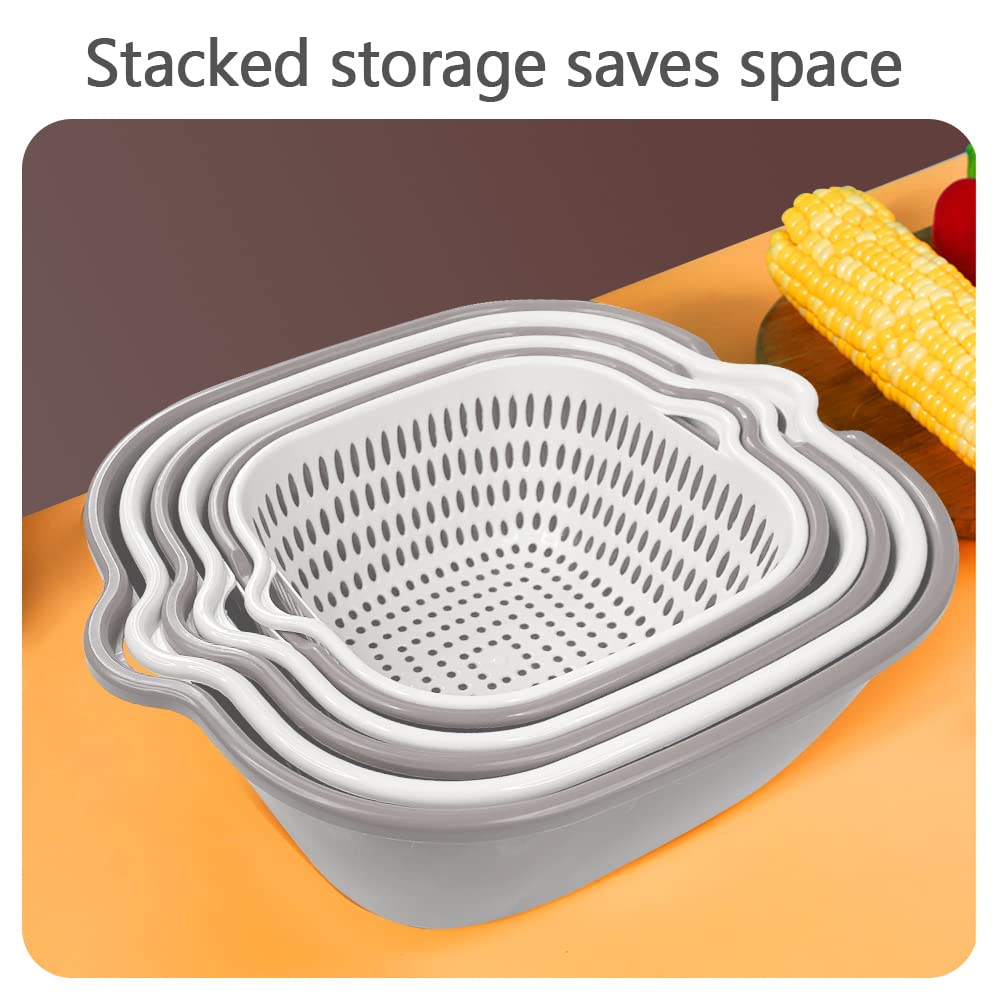 Washing Vegetable Baskets in The Kitchen Fruit Baskets Multi-layer Stackable Vegetable Sinks, Strainer and Washing Fruits and Vegetables Kitchen Colander Set