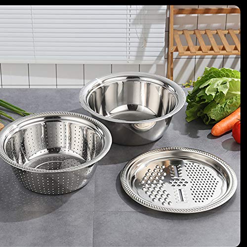 Multifunctional Stainless Steel Grater Basin 3 In 1 Colanders Basin, Grater Strainer and Drain Basket Salad Maker Bowl…1