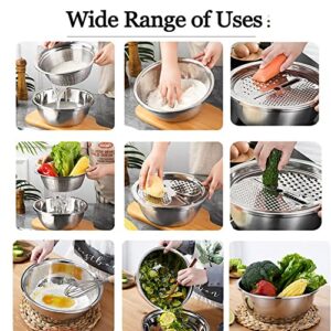 Multifunctional Stainless Steel Grater Basin 3 In 1 Colanders Basin, Grater Strainer and Drain Basket Salad Maker Bowl…1