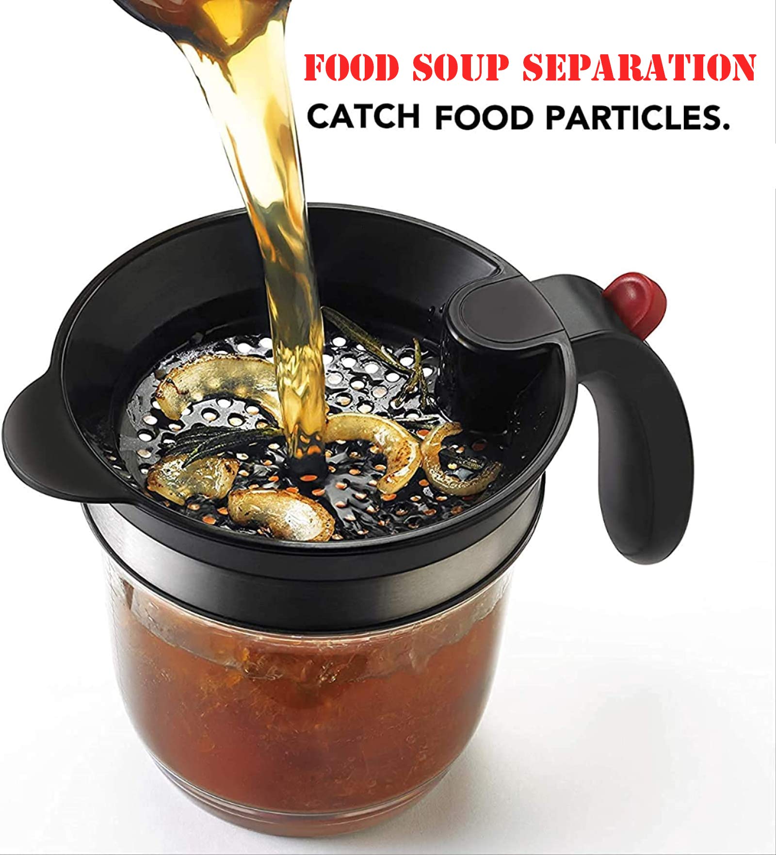 Fat Separator With Bottom Release - Food Strainers,Oil Separator with Strainer 4 Cup Gravy & 1L Grease Separator Cup with Strainer for Improved Health