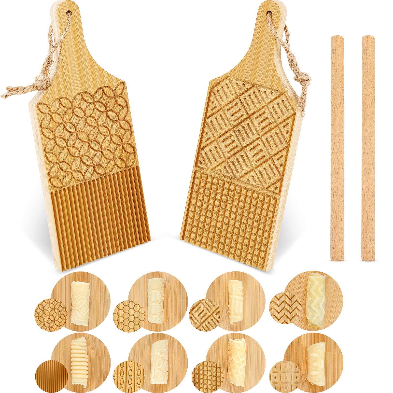 4 Pieces Gnocchi Board Gnocchi Pasta Board Wood Gnocchi Board Gnocchi Maker Garganelli Pasta Board Set with Rolls Pasta Making Tools for Pasta Maker Pasta Board Gnocchi Roller Kitchen Gift Ideas