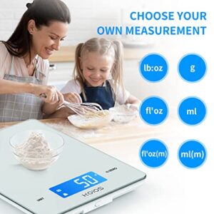 KOIOS 11lb/5kg Small Accurate Food Scale for Kitchen, Waterproof USB Plug in Rechargeable Digital Kitchen Scale, Digital Food Kitchen Scale for Weight Loss, Food Scale for Baking Dieting, White