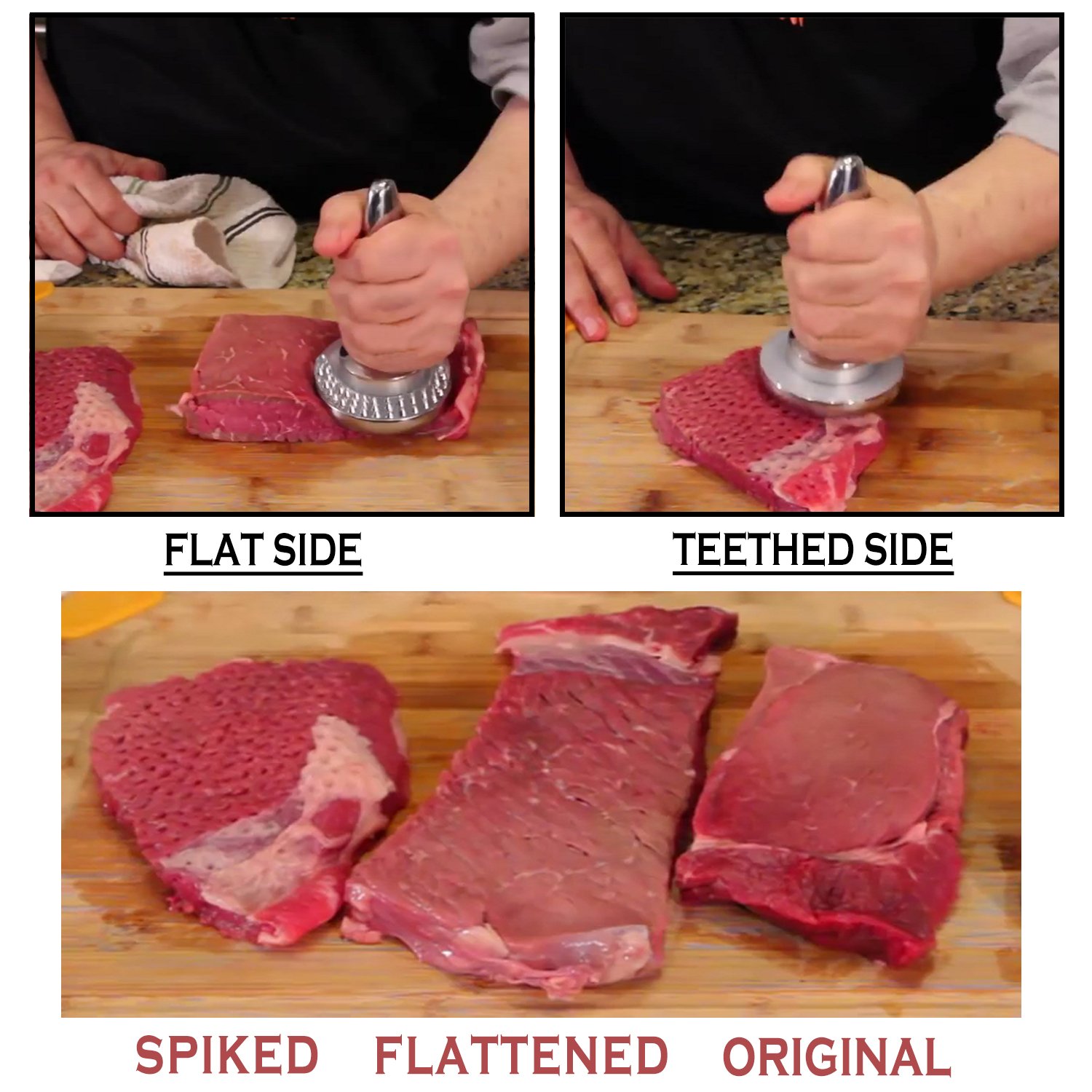 Reversible Meat Tenderizer and Pounder Dual Sided Meat Tenderizer Mallet Marinating Prep Tool