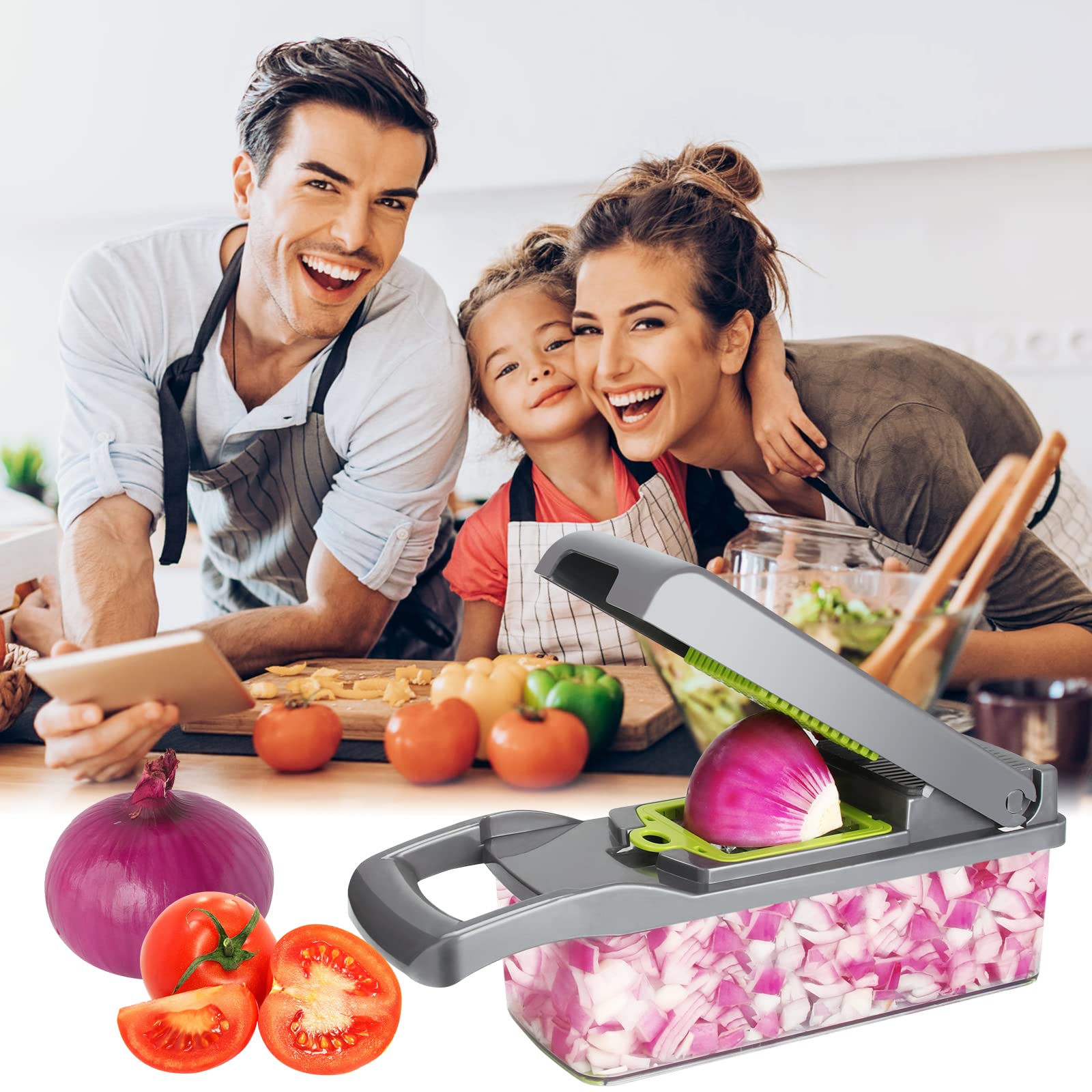 Marvelity Vegetable Chopper, Onion Chopper, Multi 11-in-1 Food Choppers, Vegetable Slicer Cutter, Chopper for onion tomato fruit, Mandoline Slicer Cutter Chopper, perfect kitchen gift