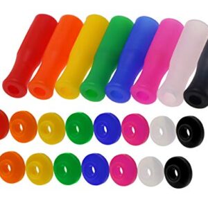 Mini Skater 8Pcs Multi Color Food Grade Silicone Straws Tips Covers and 16Pcs Straw Silencers Anti-scald/Cold Straws Cover for 1/4 Inch Wide (6MM OD) Stainless Steel Straws,8 Colors