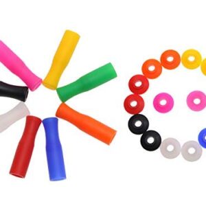 Mini Skater 8Pcs Multi Color Food Grade Silicone Straws Tips Covers and 16Pcs Straw Silencers Anti-scald/Cold Straws Cover for 1/4 Inch Wide (6MM OD) Stainless Steel Straws,8 Colors