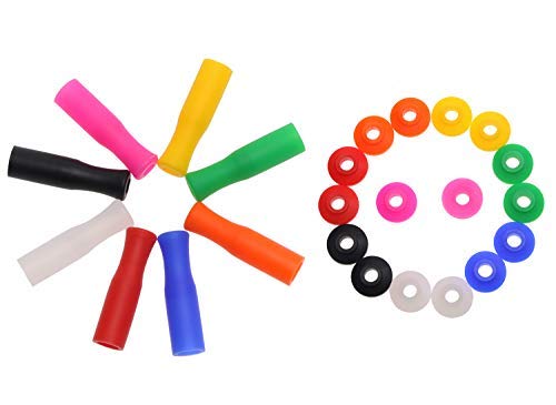 Mini Skater 8Pcs Multi Color Food Grade Silicone Straws Tips Covers and 16Pcs Straw Silencers Anti-scald/Cold Straws Cover for 1/4 Inch Wide (6MM OD) Stainless Steel Straws,8 Colors