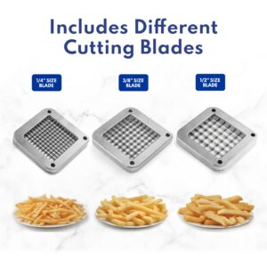 New Star Foodservice 43204 Commercial Grade French Fry Cutter with Suction Feet, 1/2 Inch and 3/8 Inch Blades, Limited Edition Black