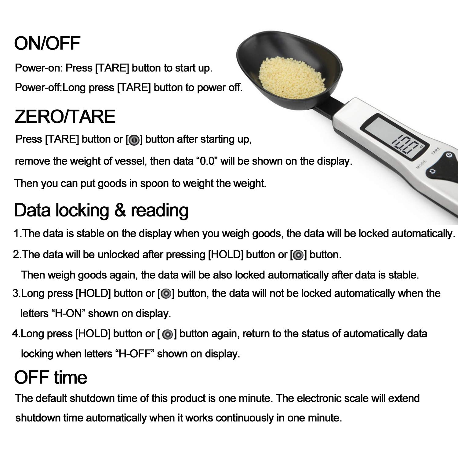 JOYIT Digital Spoon Scale 500g/0.1g - Stainless Steel Food Measuring Scale, Small Baking Scale with LCD Display