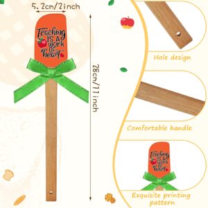 6 Sets Silicone Spatula Teacher Appreciation Gifts Funny Baking Tool with Colorful Ribbon Bows Teacher Appreciation Week Crafts Cute Silicone Spatula with Wooden Handle for Graduation Supplies